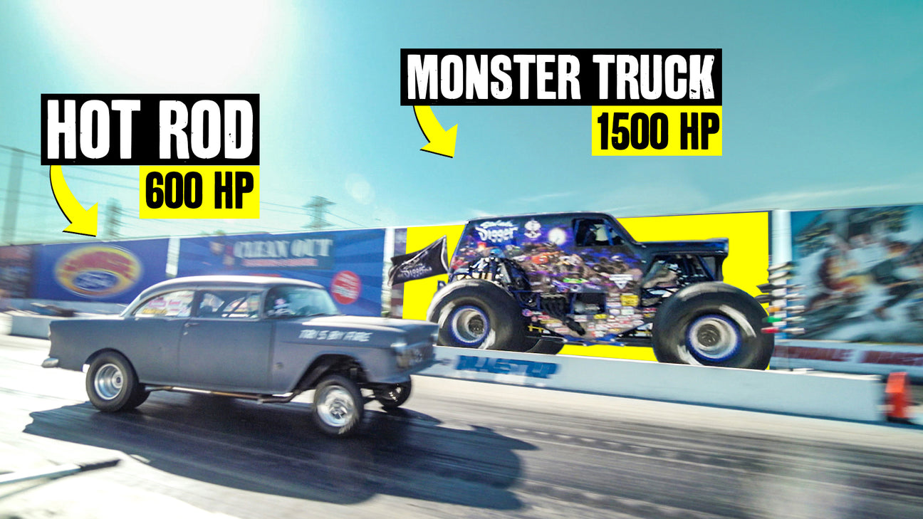 Monster Truck vs Hot Rod - 2000 Horsepower Drag Race – Hoonigan